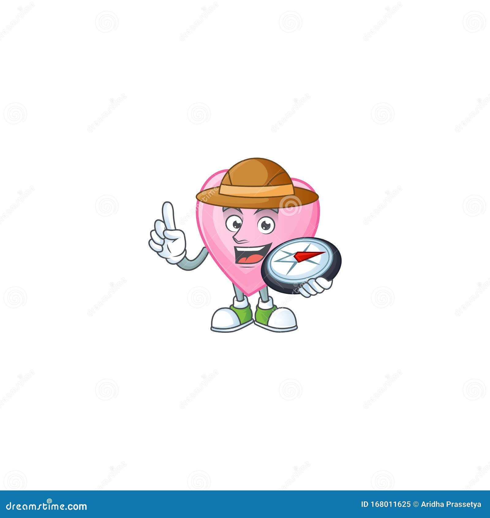 Cool Explorer Pink Love Cartoon Character with a Compass Stock Vector ...