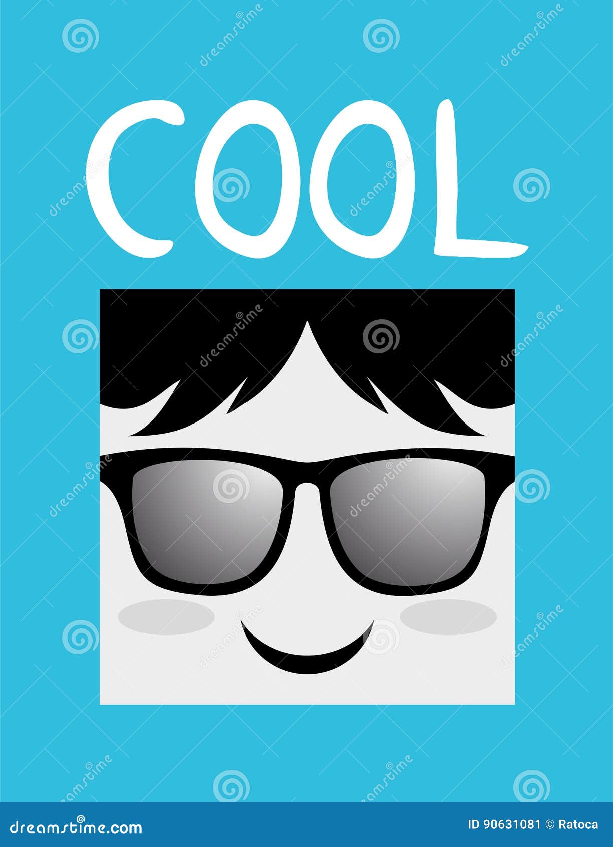 Cool face icon stock vector. Illustration of expression - 90631081