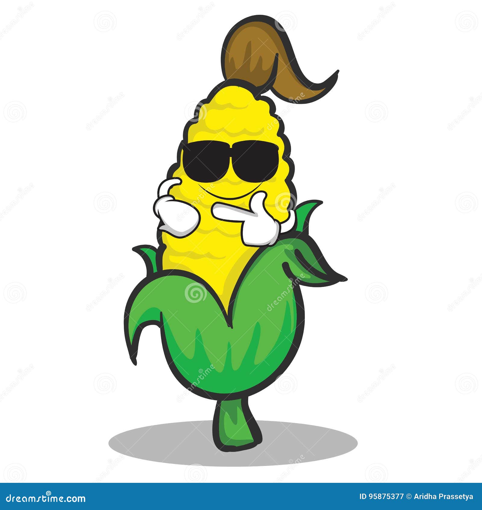 Cool Face Sweet Corn Character Cartoon Stock Vector - Illustration of ...