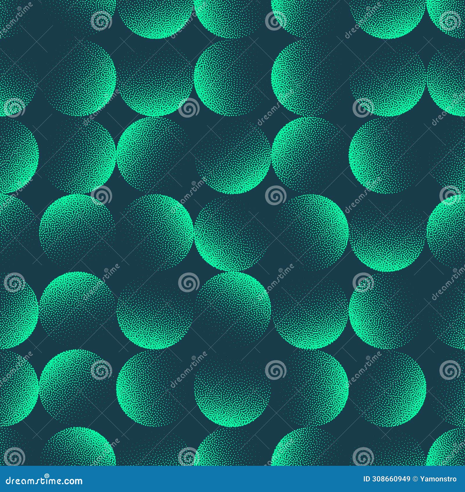 Cool Faded Circles Seamless Pattern Trendy Vector Turquoise Abstract ...