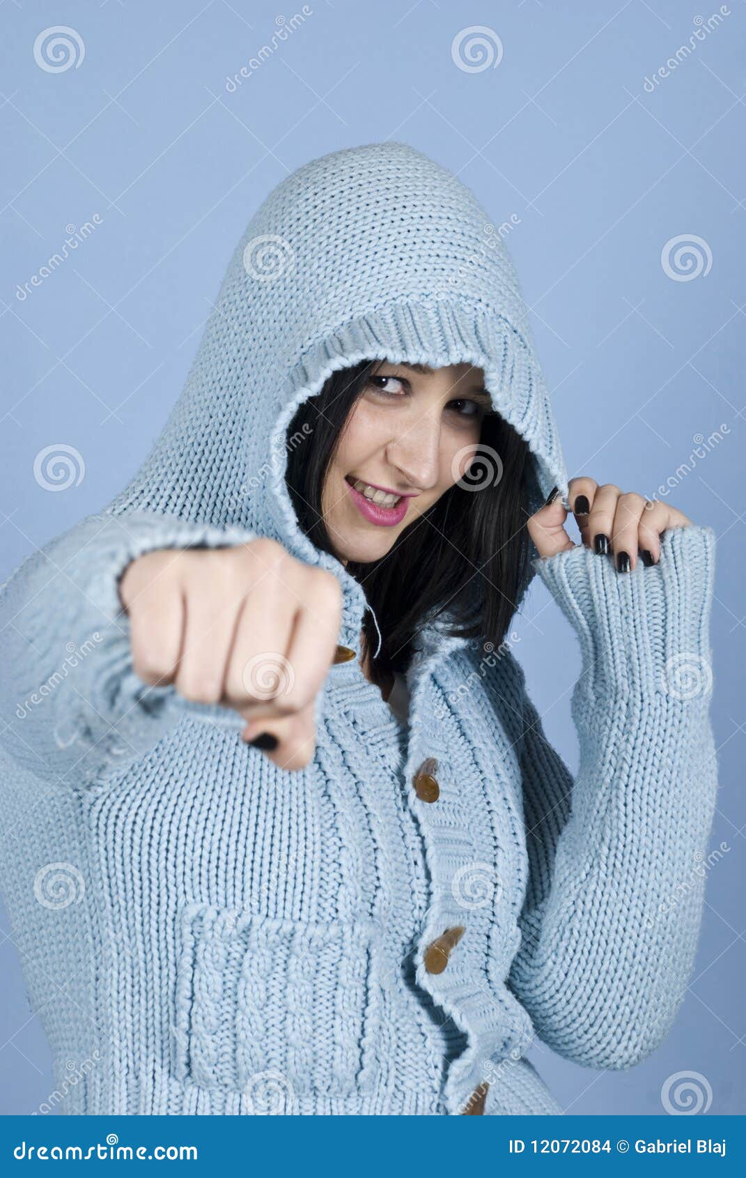 Cool Female with Hand Punch Stock Photo - Image of hands, attractive ...