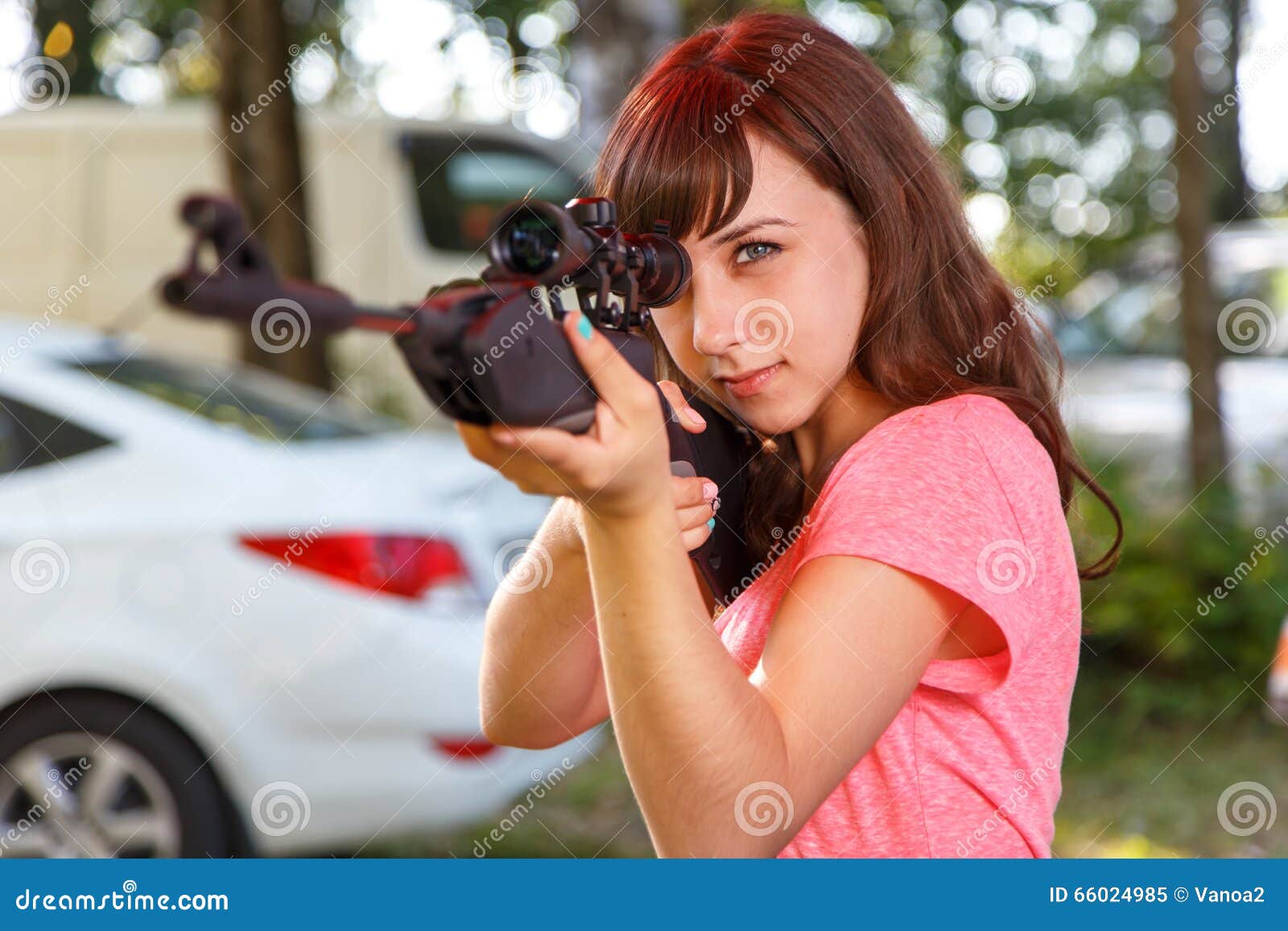 Cool Female Sniper Aiming from Telescopic Rifle Stock Image - Image of ...