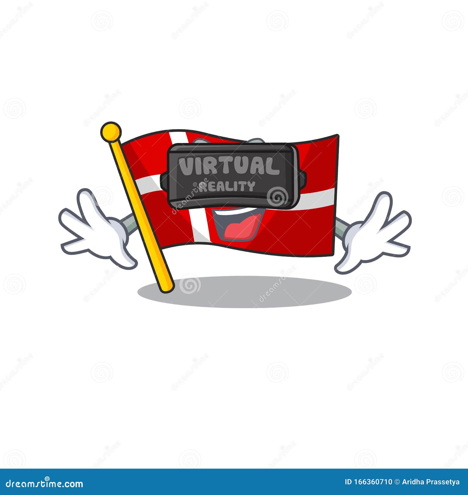 Cool Flag Denmark Character in Virtual Reality Headset Stock Vector ...