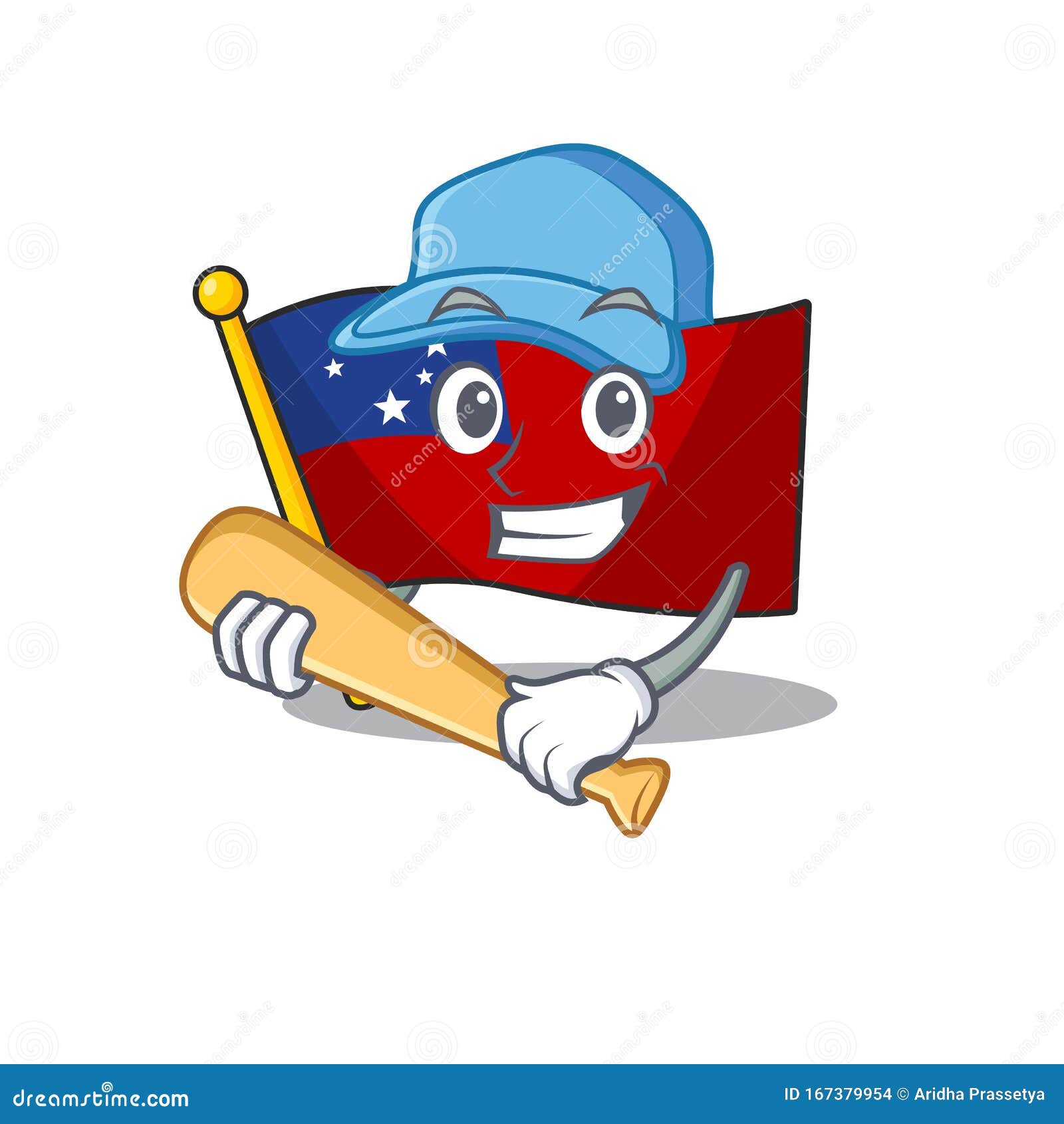 Cool Flag Samoa Scroll Cartoon Character Design with Baseball Stock ...