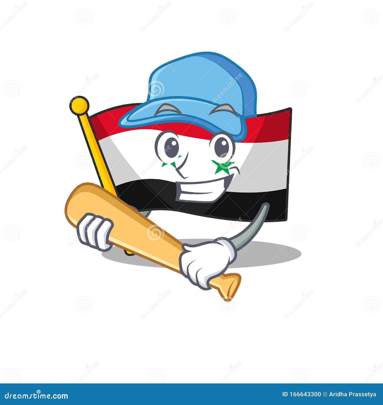 Cool Flag Syria Scroll Cartoon Character Design with Baseball Stock ...