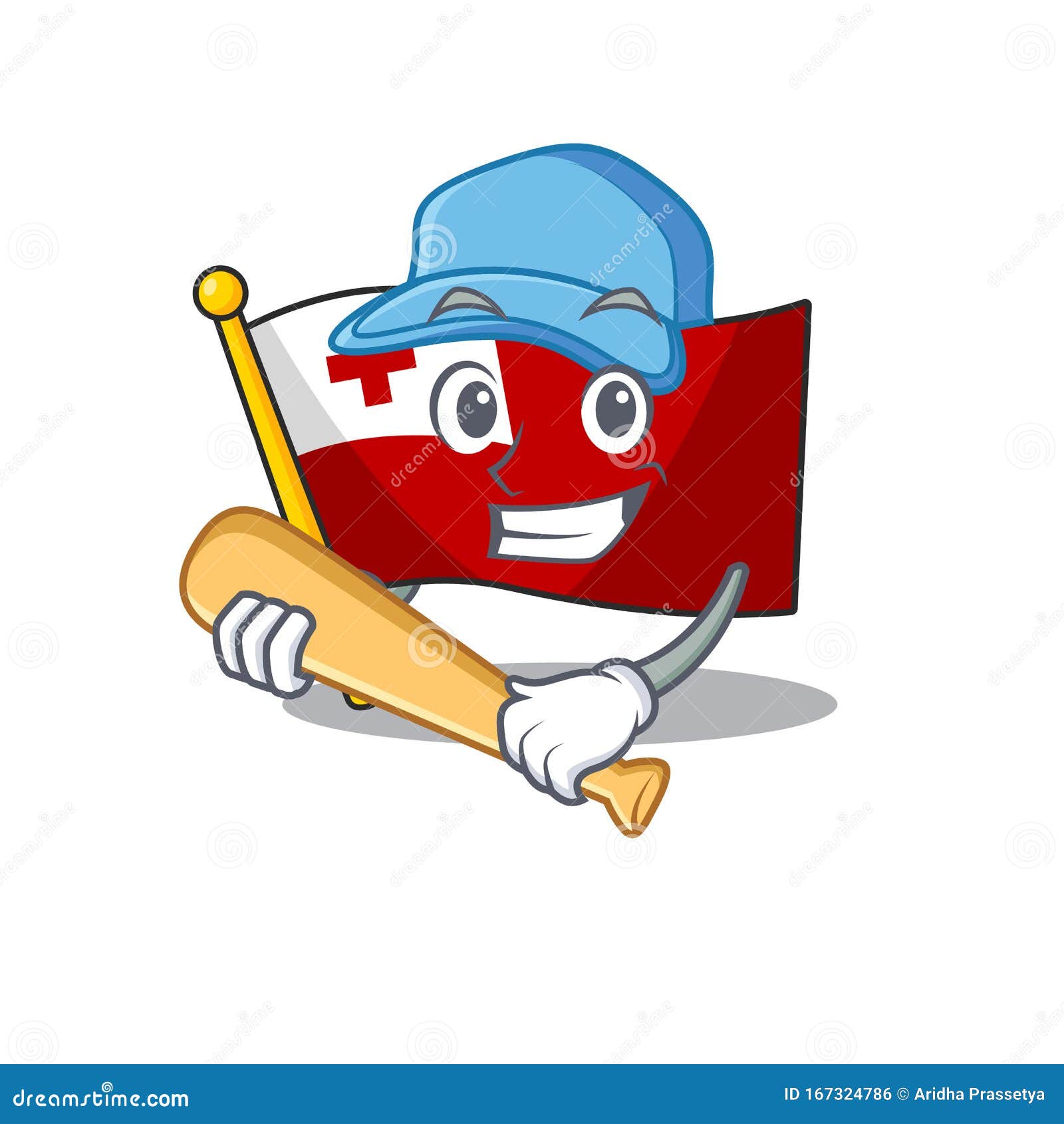 Cool Flag Tonga Scroll Cartoon Character Design with Baseball Stock ...