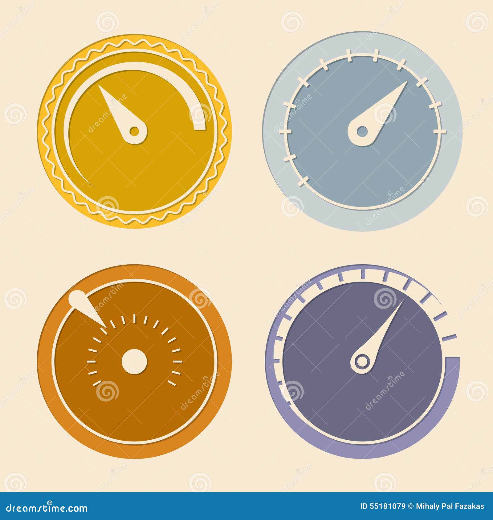 Cool Flat Download Speedometers Stock Vector - Illustration of clock ...