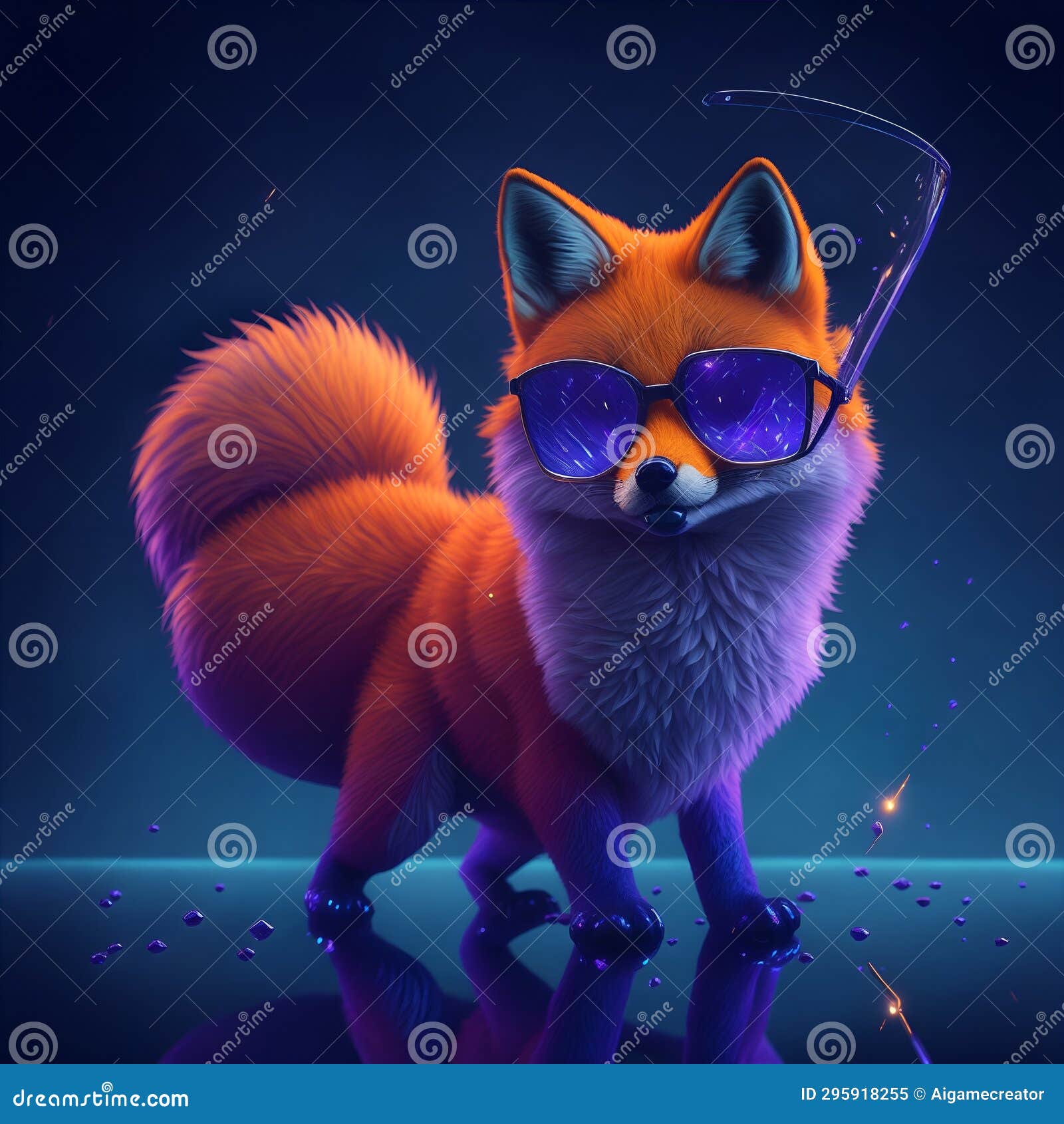 Cool Fox DJ in Neon Light stock illustration. Illustration of cartoon ...