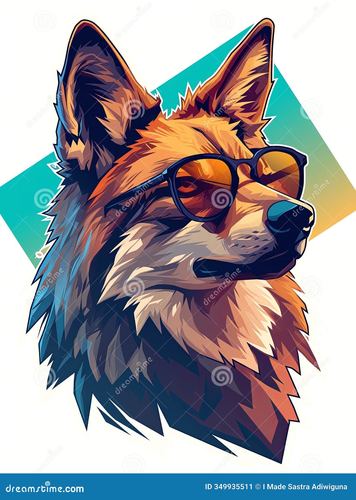 Cool Fox Wearing Sunglasses, Vector Art Illustration Stock Illustration ...