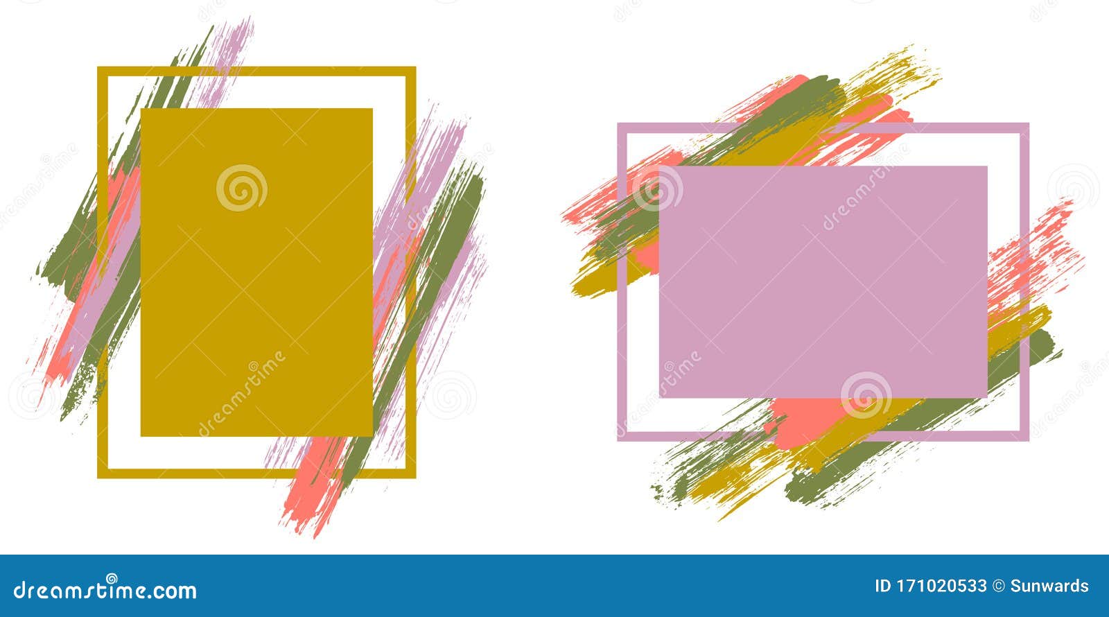 Cool Frames With Paint Brush Strokes Vector Set. | CartoonDealer.com ...
