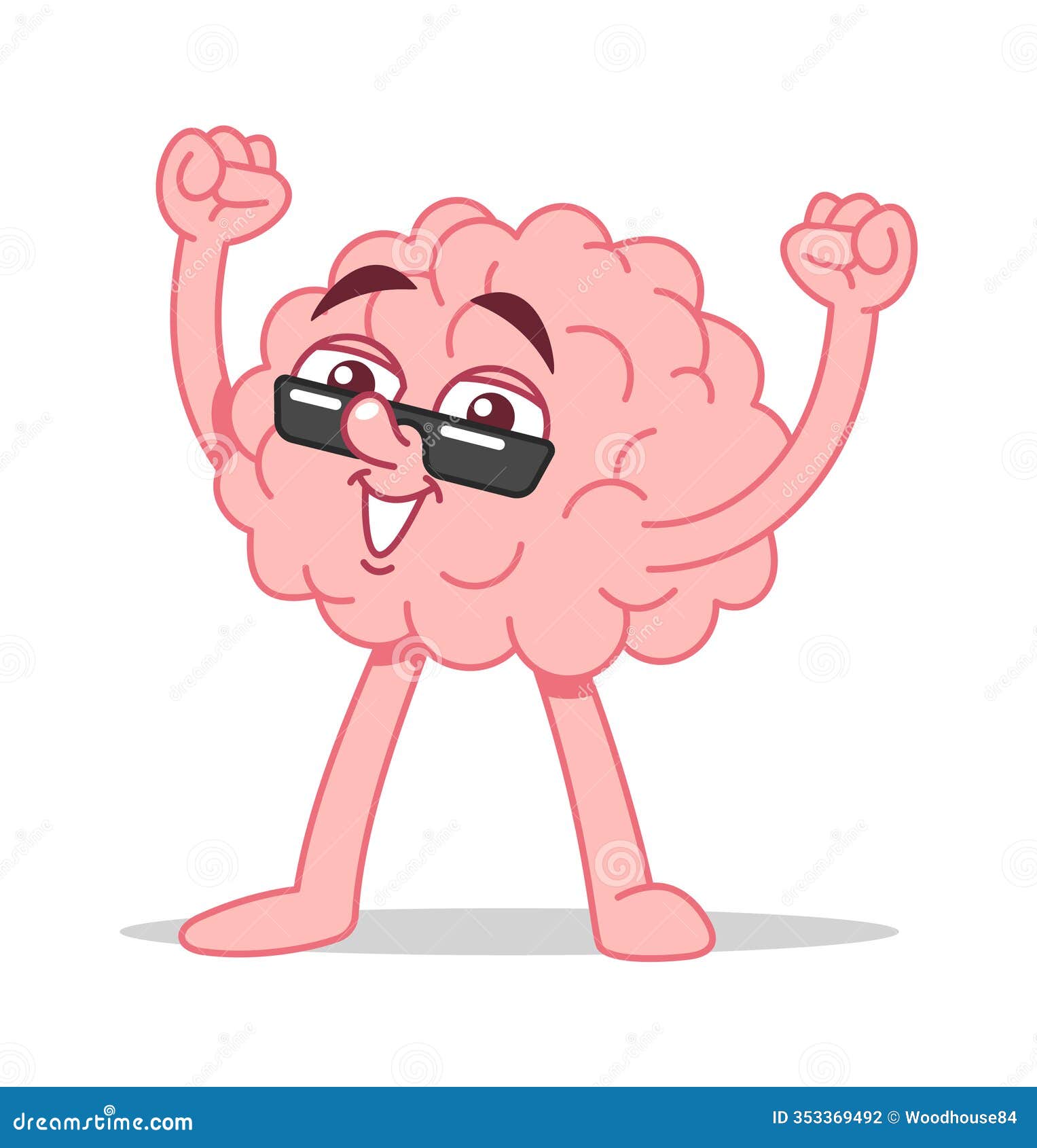 Cool Funky Brain Character Rejoicing Stock Illustration - Illustration ...