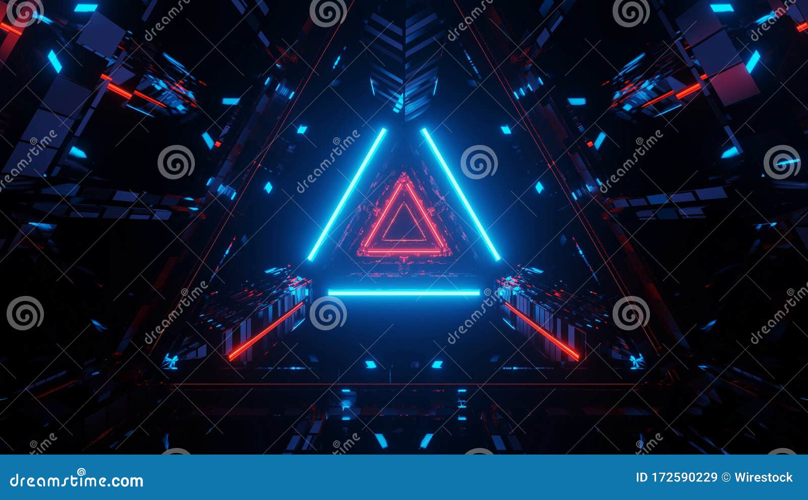 Cool Futuristic Background with Blue and Red Neon Lights Stock ...