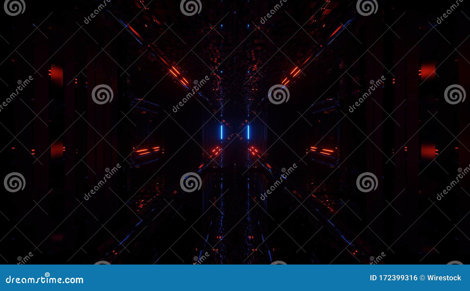 Cool Futuristic Background with Red and Blue Flashing Lights Stock ...