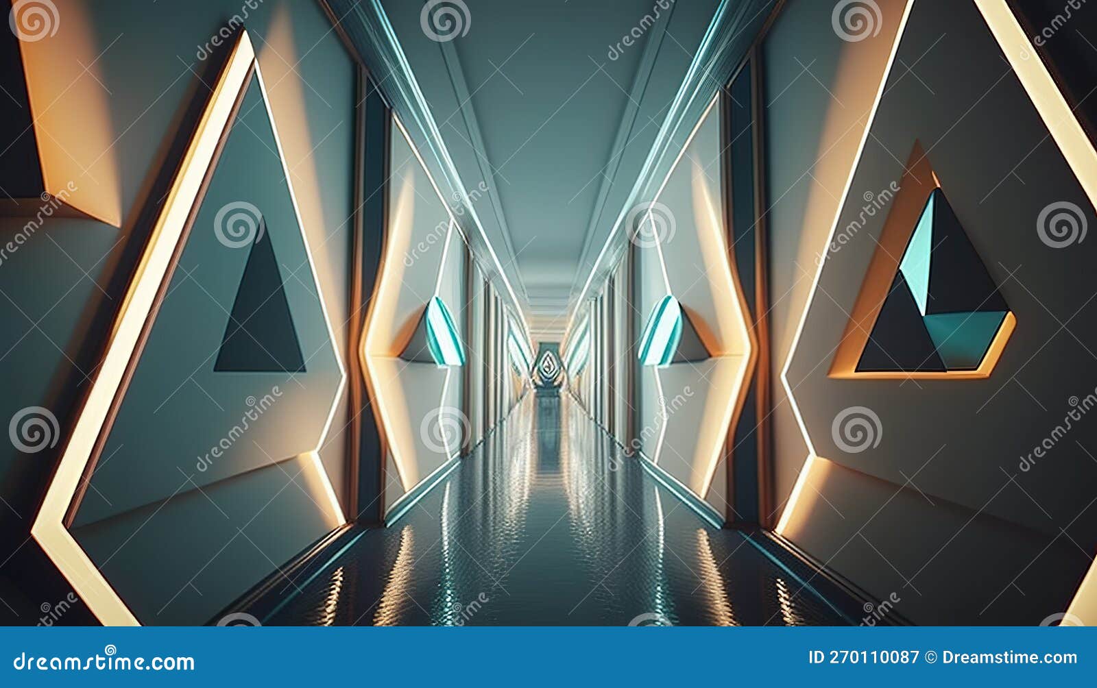 A Cool and Futuristic Hallway with a Trippy Triangular Form, a ...