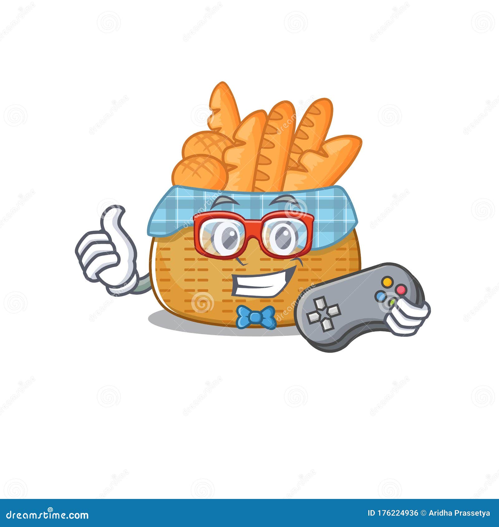 Cool Gamer of Bread Basket Mascot Design Style with Controller Stock ...