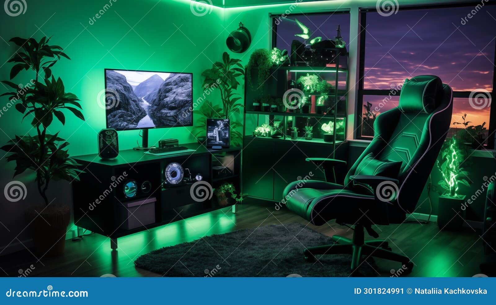 Cool gamer room stock illustration. Illustration of cyberspace - 301824991