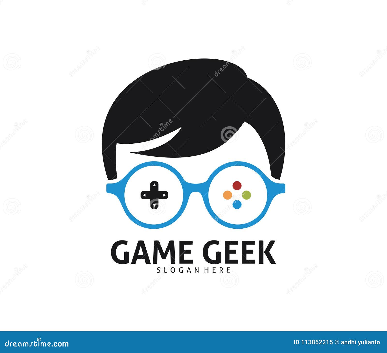 Cool Geek Guy Nerd Logo Design Stock Illustration - Illustration of ...