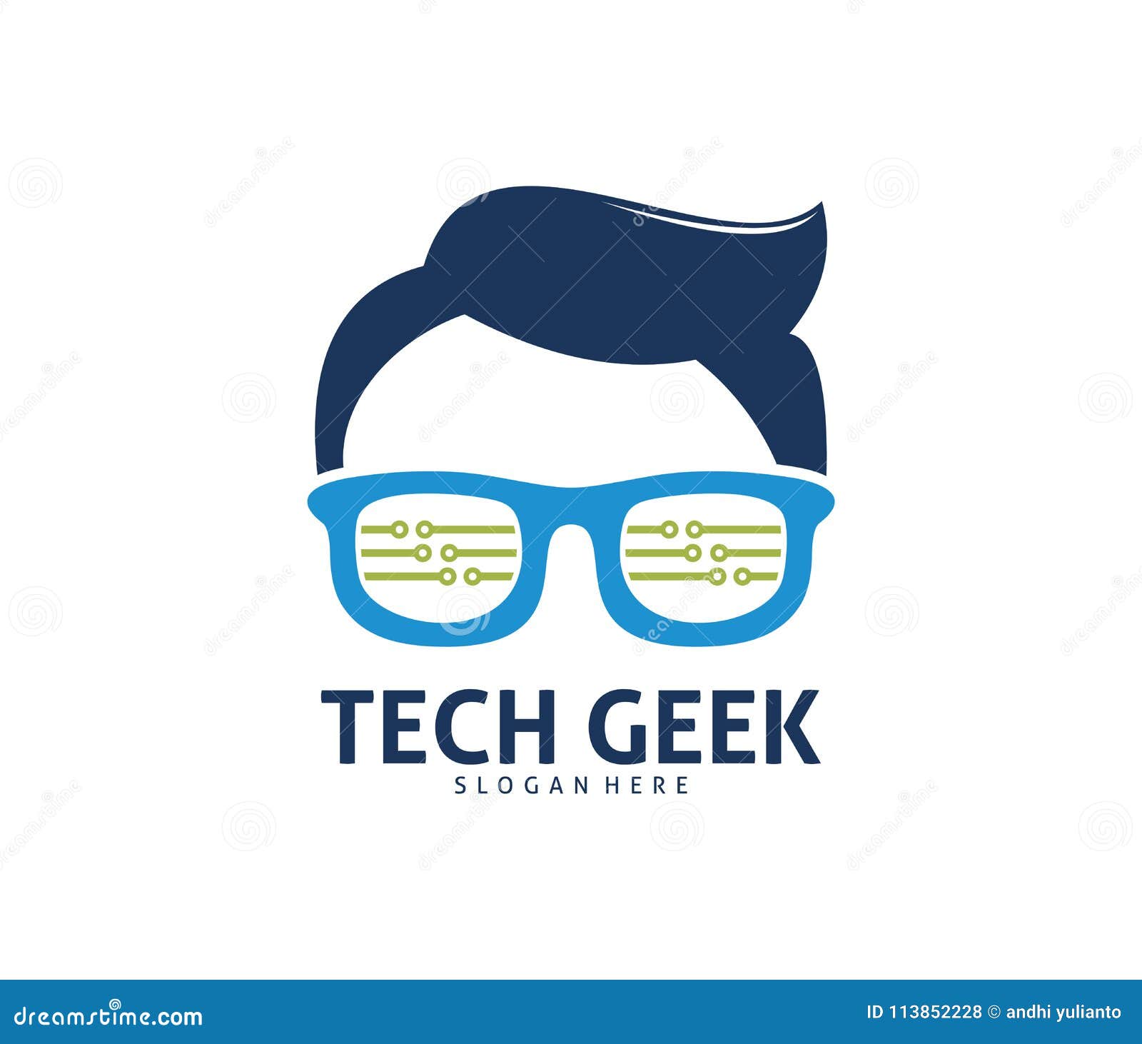 Cool Geek Guy Nerd Logo Design Template. Geek Or Nerd Logo Vector ...