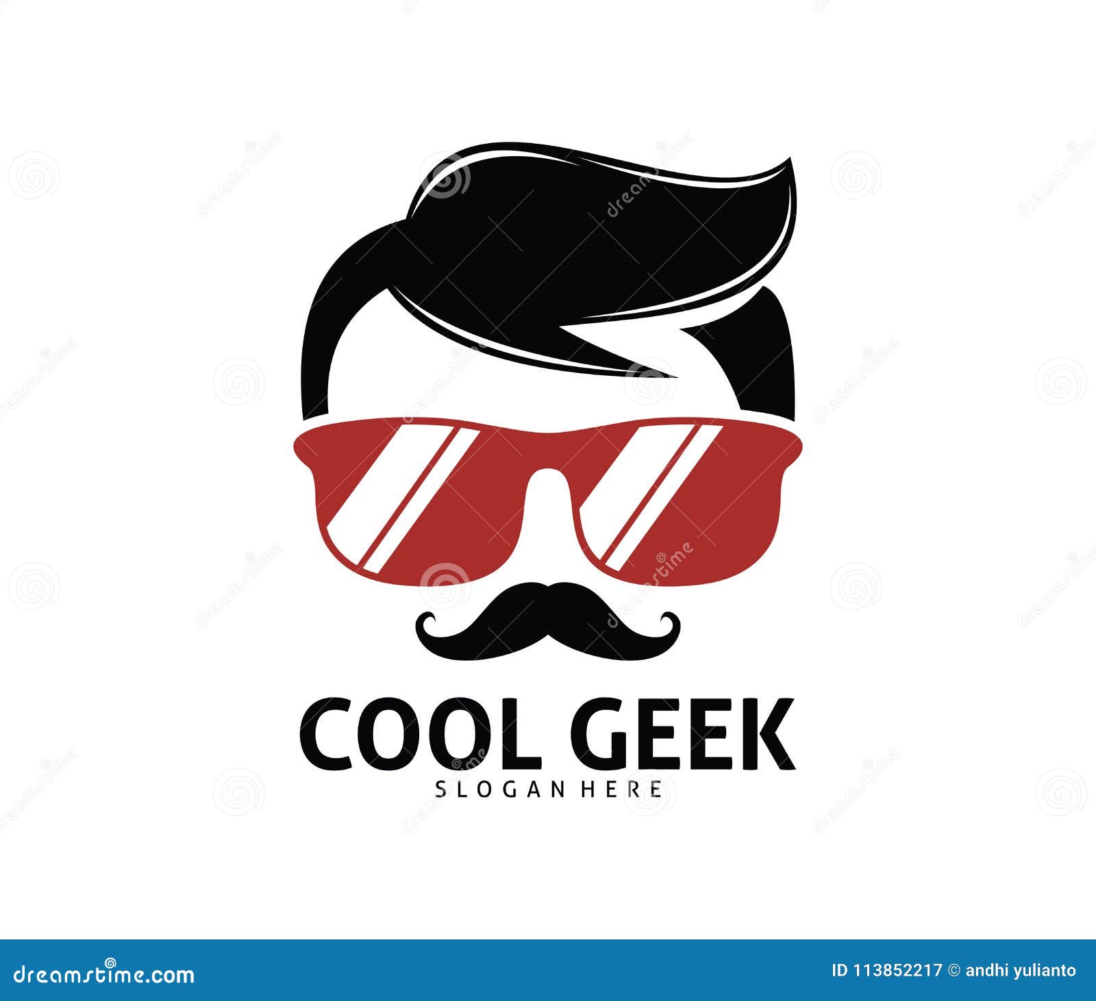 Cool Geek Guy Nerd Logo Design Stock Illustration - Illustration of ...
