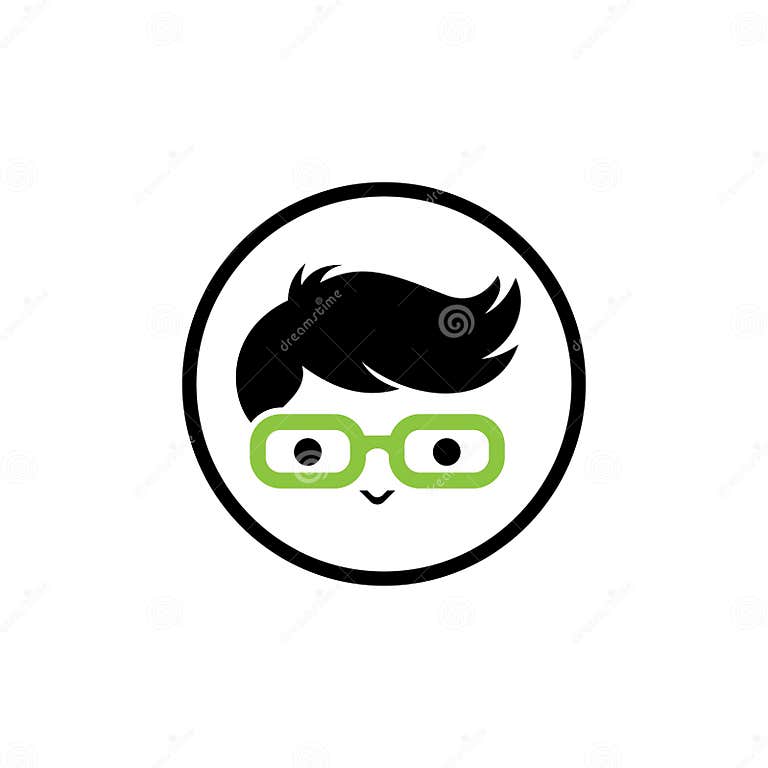 Cool Geek Guy Nerd Logo Design Template. Geek or Nerd Logo Vector ...