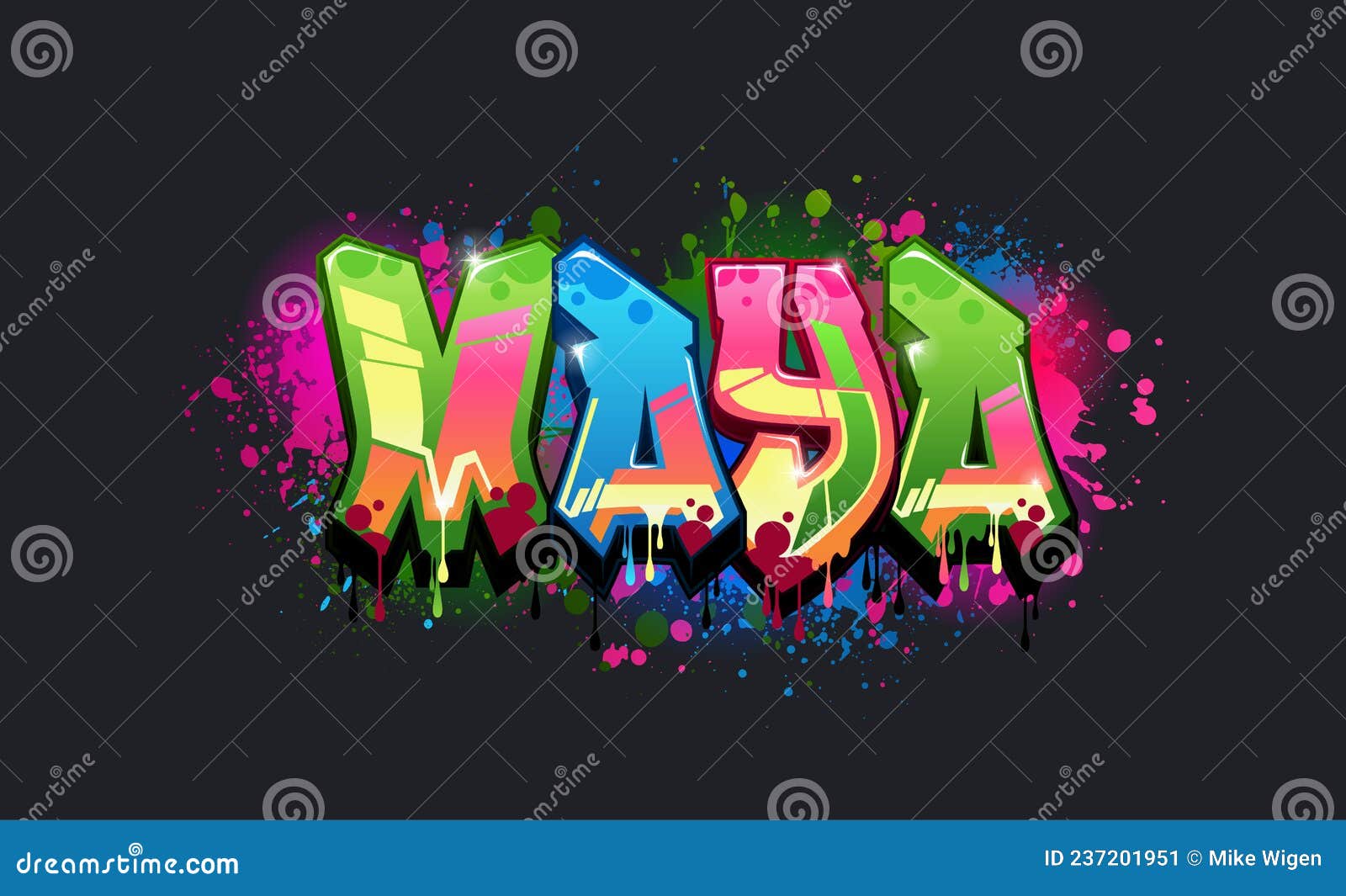 A Cool Genuine Wildstyle Graffiti Name Design - Maya Stock Vector ...