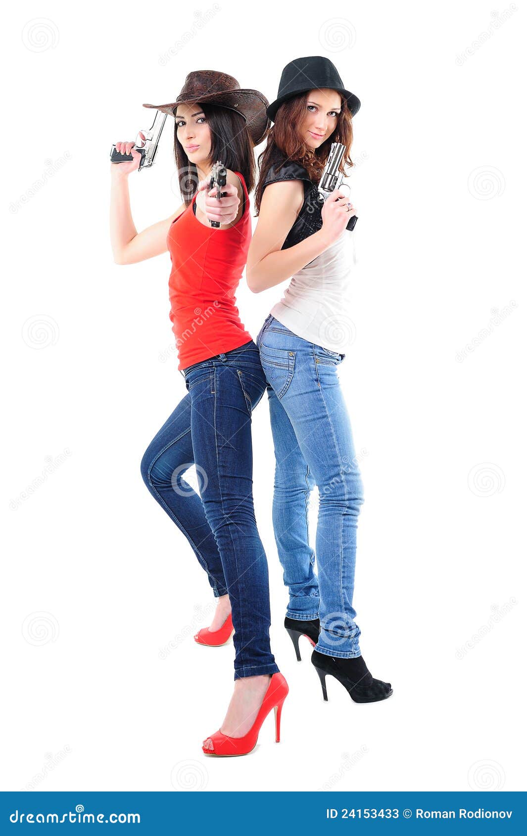 Cool girls with guns stock image. Image of lady, posed - 24153433