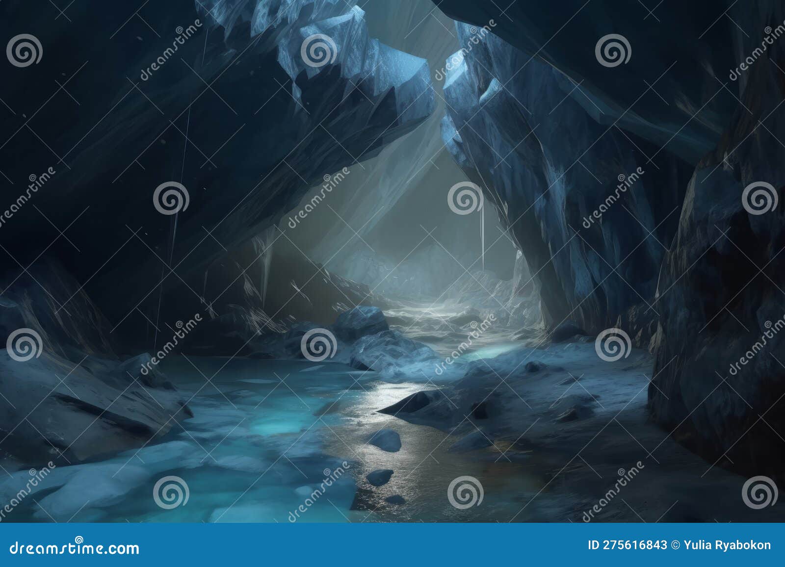 A Glacial Cave Entrance With Icy Water Stock Photo | CartoonDealer.com ...