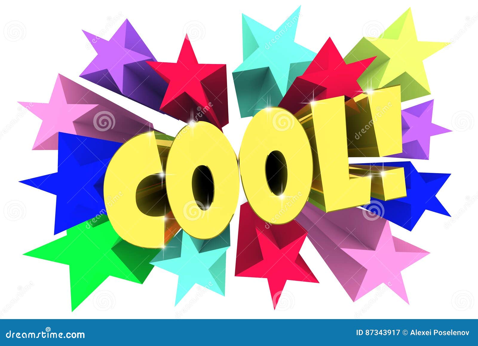 Cool. Golden Word among Bright Multi Colored Stars Stock Illustration ...