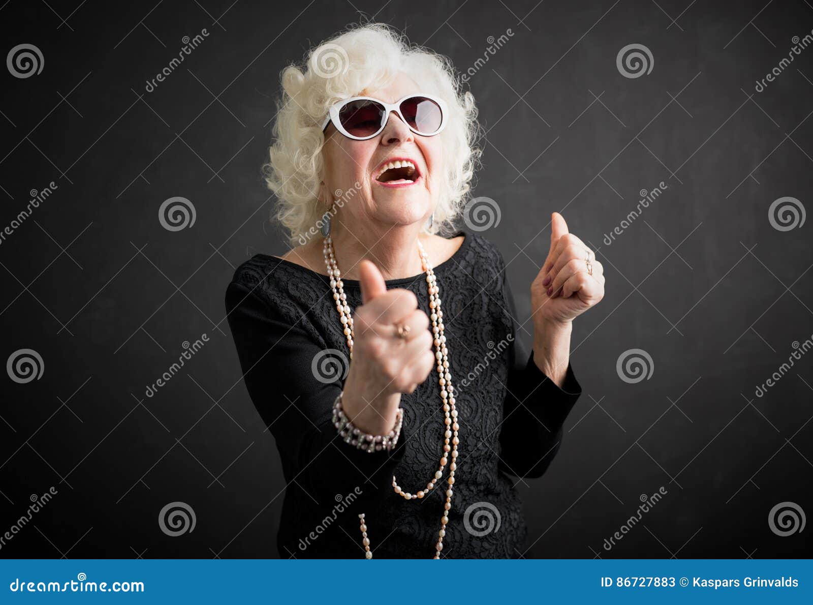 Cool Grandma with Her Thumbs Up Stock Image - Image of good, people ...