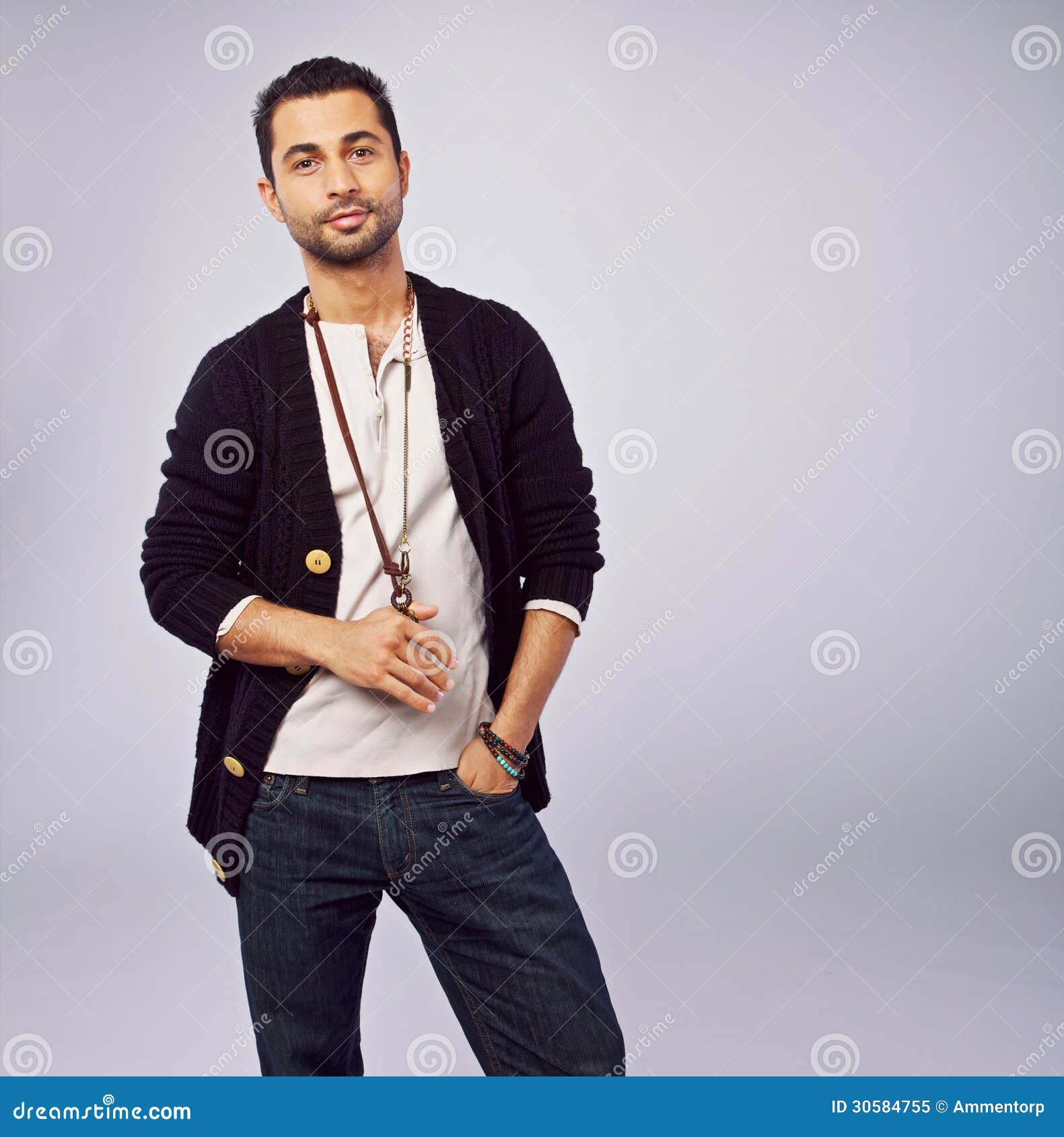 Cool Guy Standing in a Studio Stock Image - Image of jeans, relaxed ...