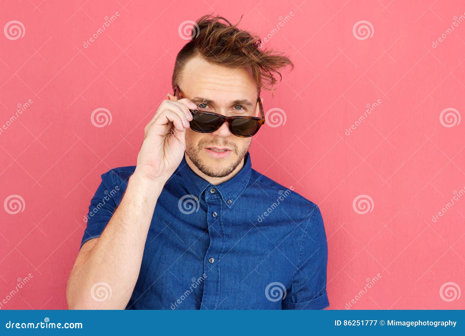 Cool Guy Standing with with Sunglasses Stock Image - Image of face ...