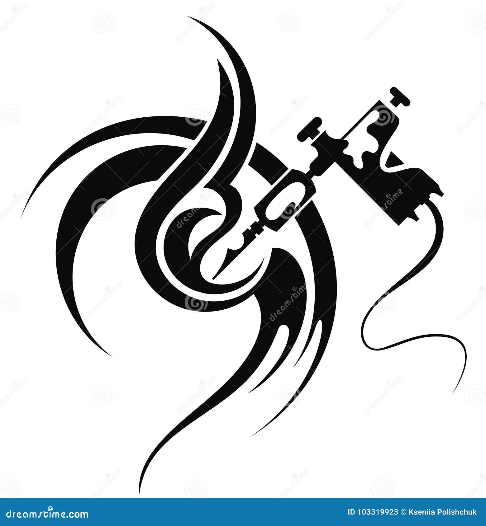 Hand Drawn Tattoo Machine. Vector Illustration. Stock Vector ...