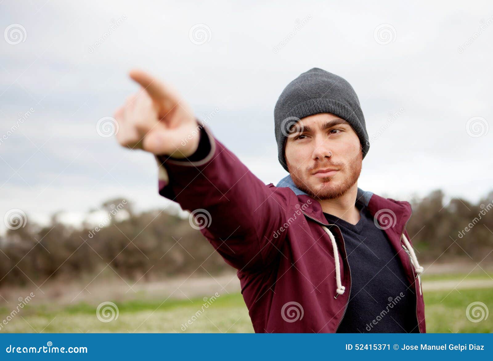 Cool Handsome Guy at Outside Pointing Something Stock Image - Image of ...