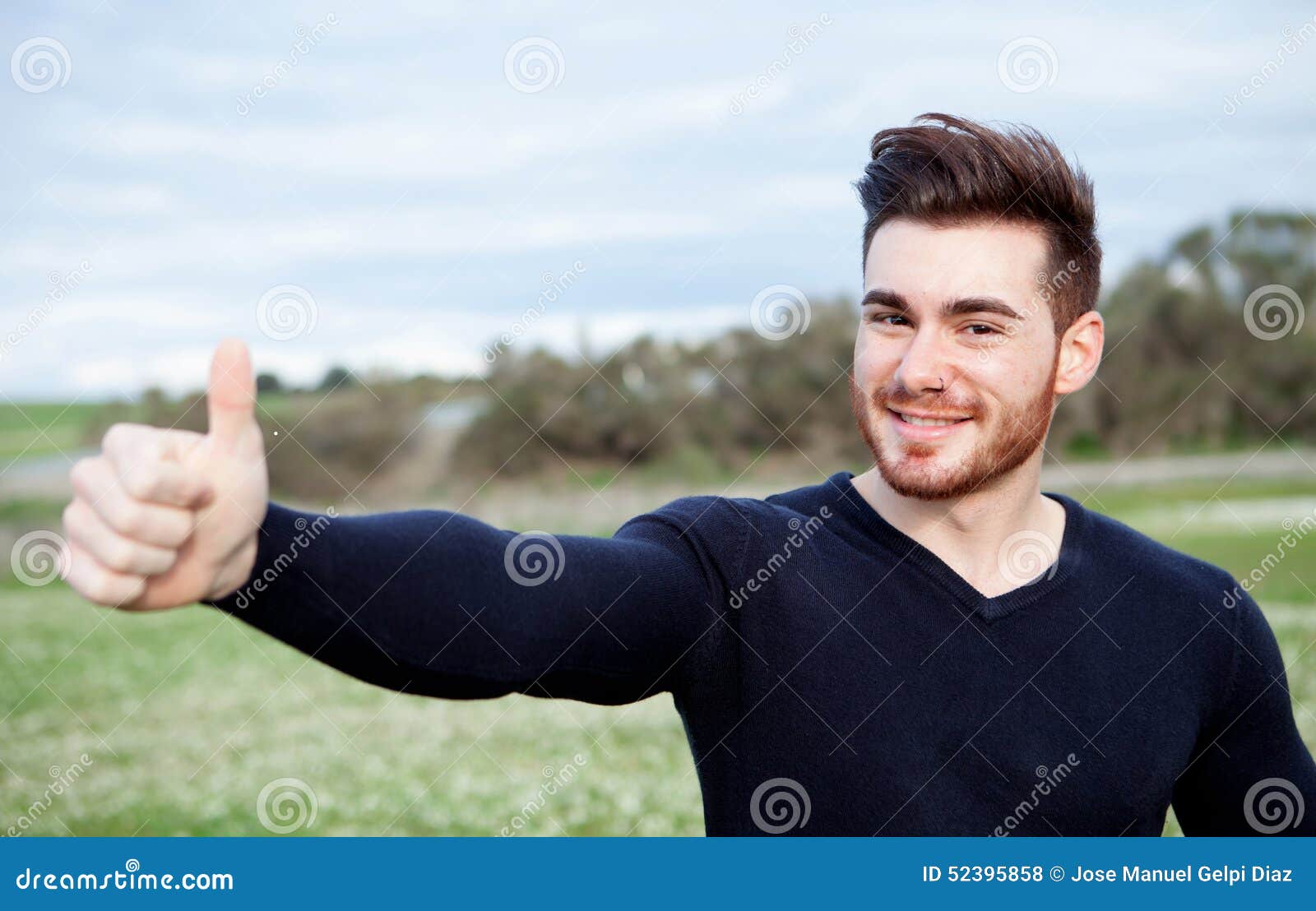 Cool Handsome Guy Saying Ok at Outside Stock Photo - Image of male ...
