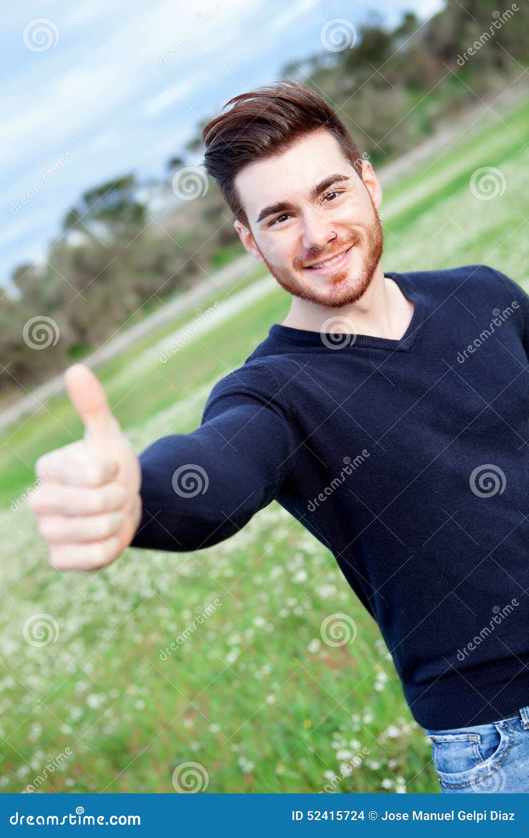 Cool Handsome Guy Saying Ok at Outside Stock Photo - Image of beard ...