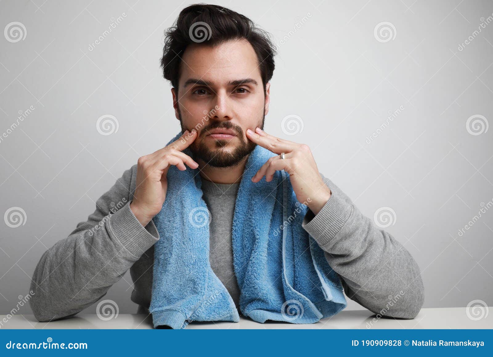 Cool Handsome Man in Home-clothing Doing Morning Routine for Himself ...