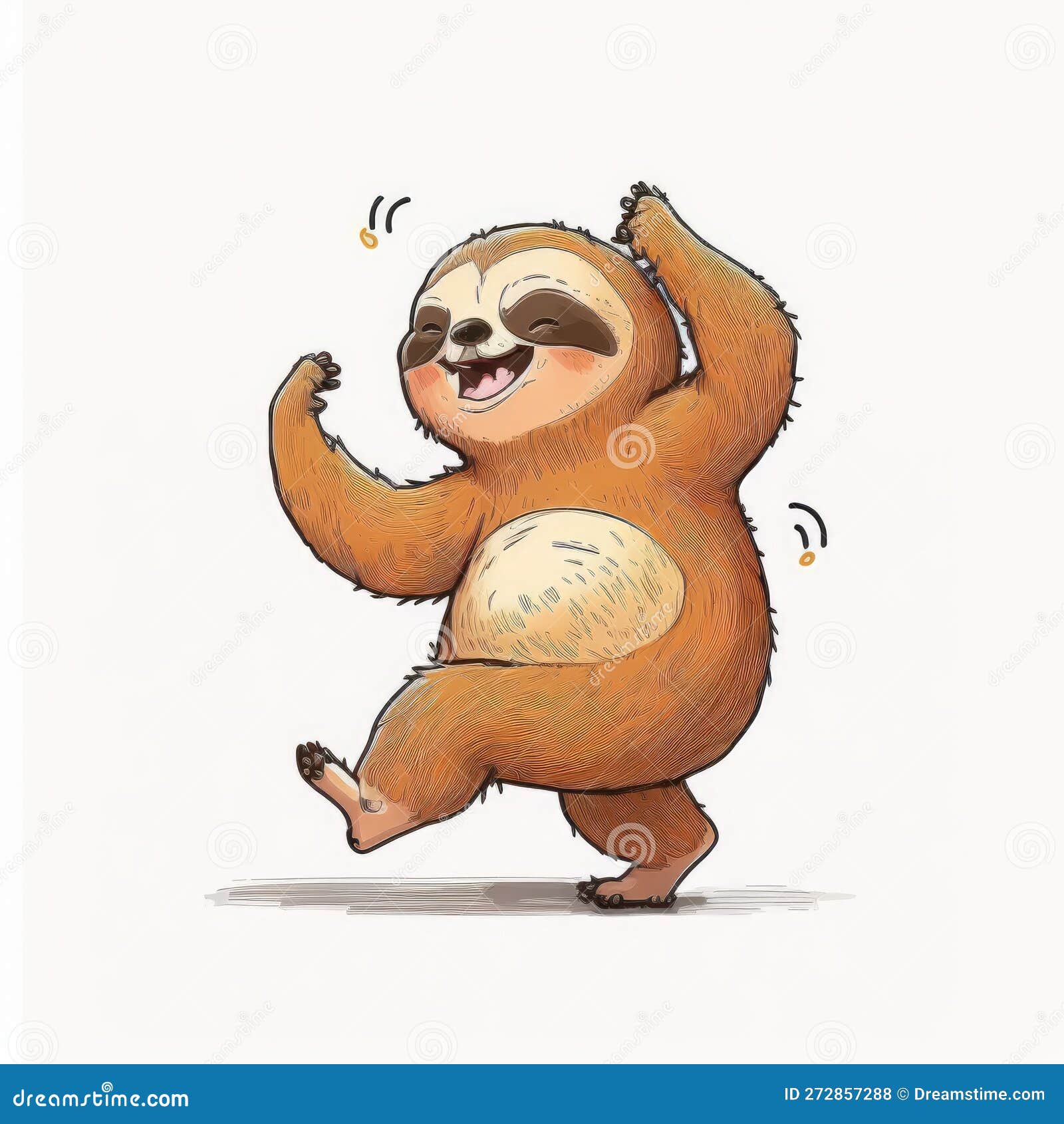 Happy Sloth Hanging On A Tree. Stock Photo | CartoonDealer.com #278176386