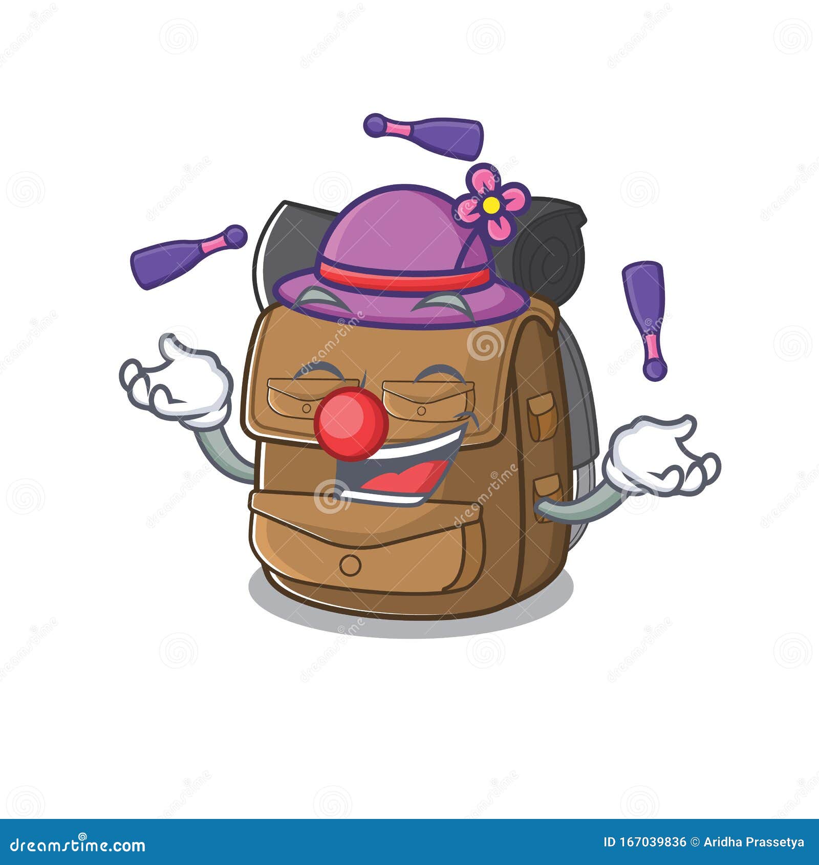 Cool Hiking Backpack Scroll Mascot Cartoon Style Playing Juggling Stock ...