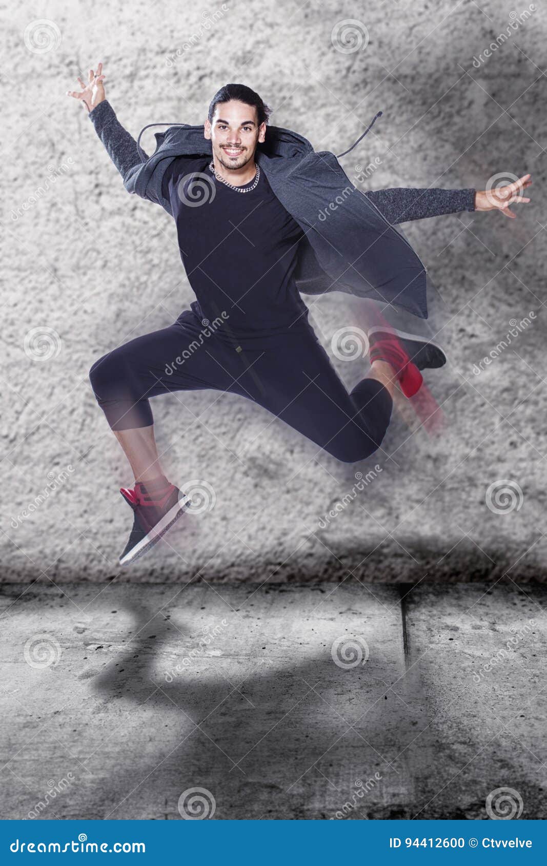 Cool Hip-hop Dancer Jumping Stock Photo - Image of exercise, male: 94412600