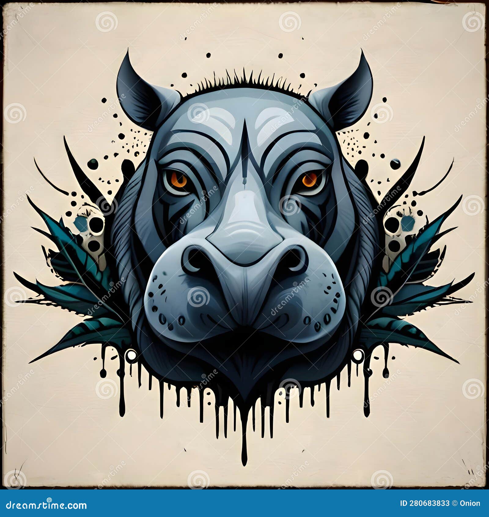 Cool Hippo Graphic Style - Ai Generated Image Stock Image - Image of ...