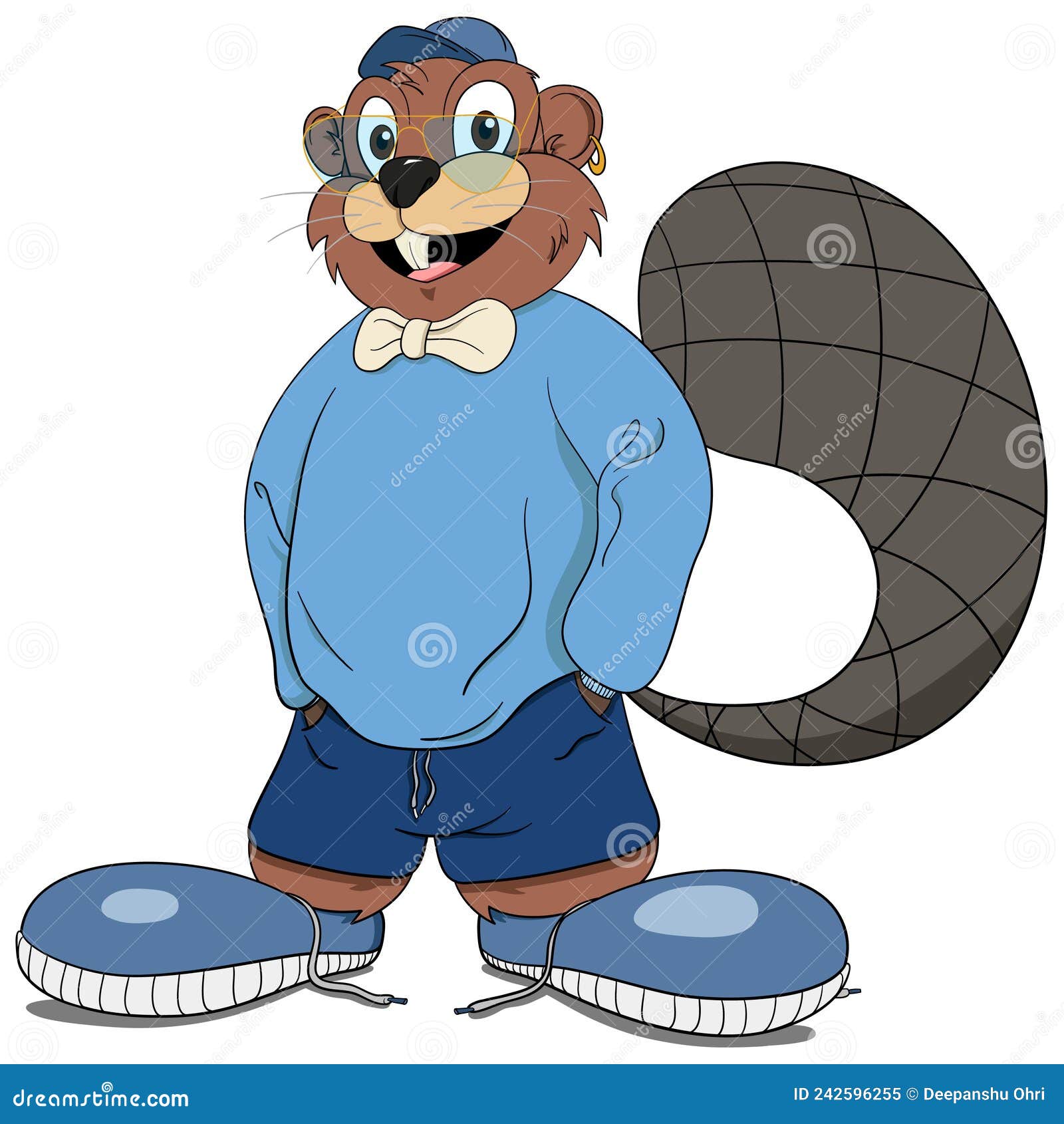 Cool Hipster Beaver stock vector. Illustration of cartoon - 242596255
