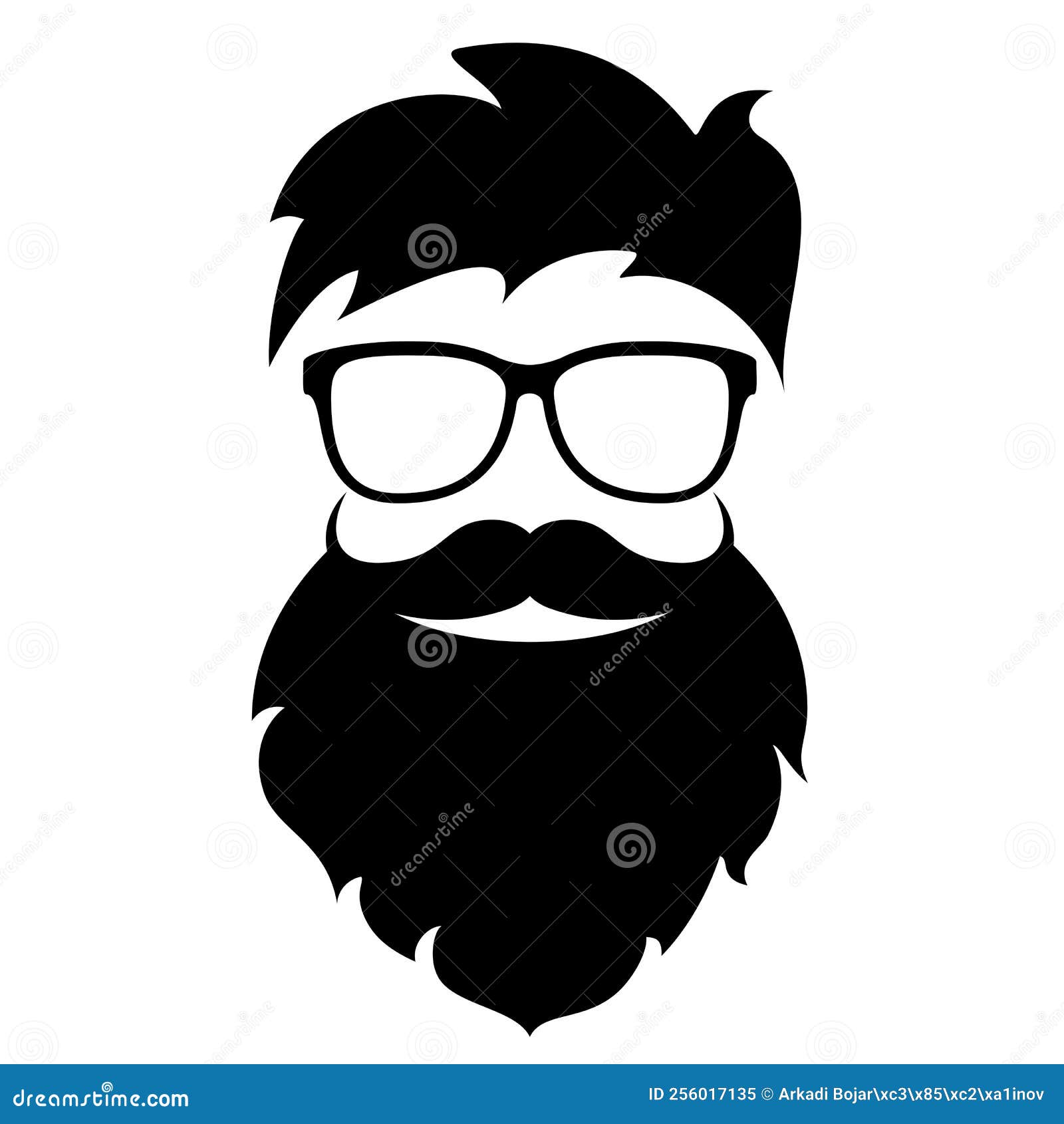 Cool Hipster Face With Beard And Glasses Vector Cartoon Stock Vector