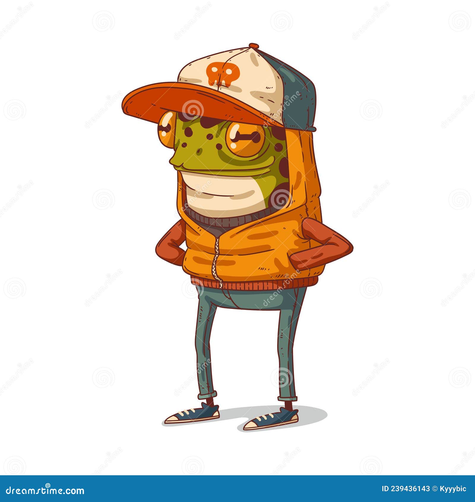 Cool Humanized Frog Dude, Isolated Vector Illustration. Calm ...