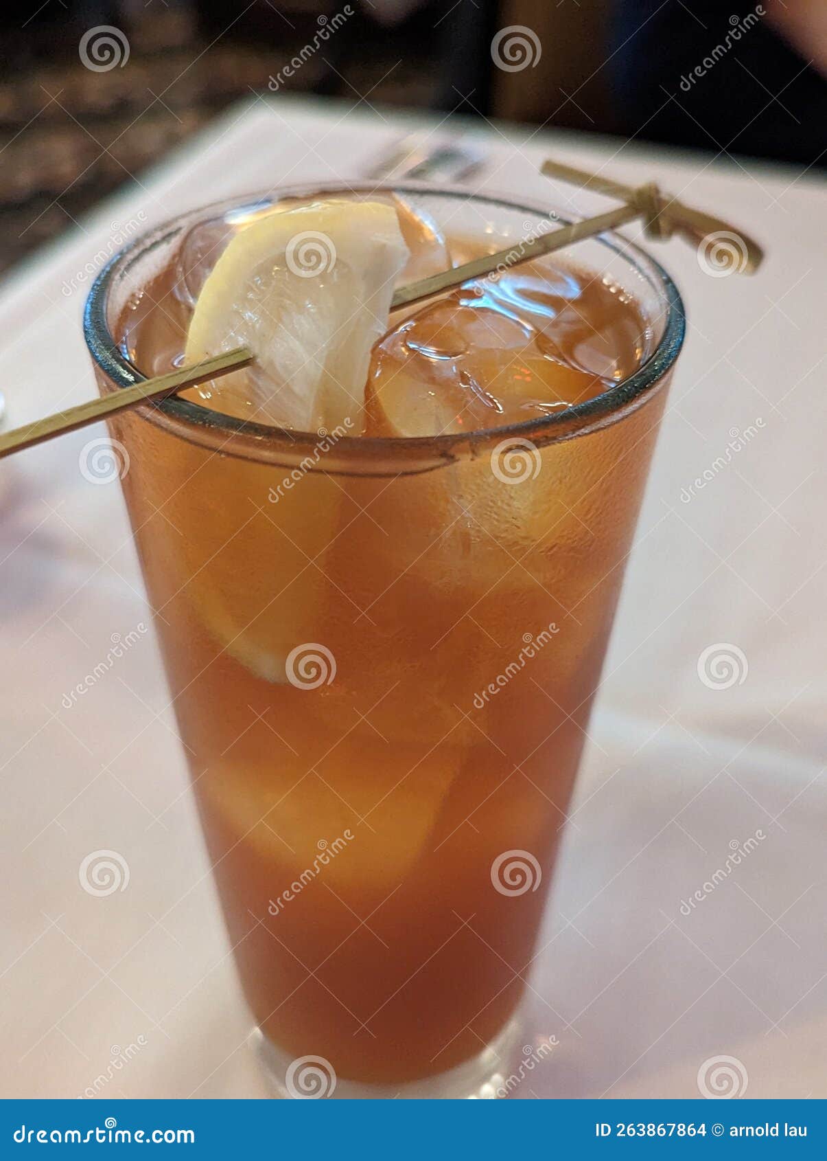 Cool iced tea with lemon stock photo. Image of dish - 263867864