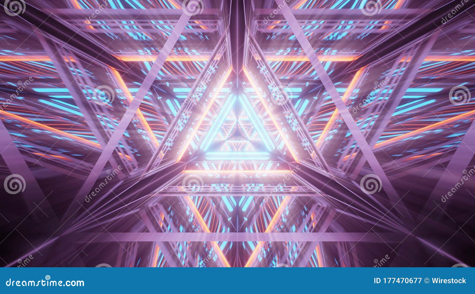 Cool Illustration of Triangular Shapes with Glowing Neon Laser Lights ...