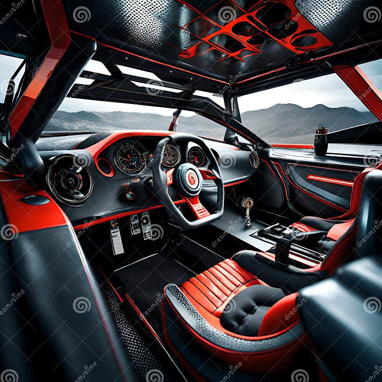 Cool Interior of a Racing Car - Ai Generated Image Stock Illustration ...