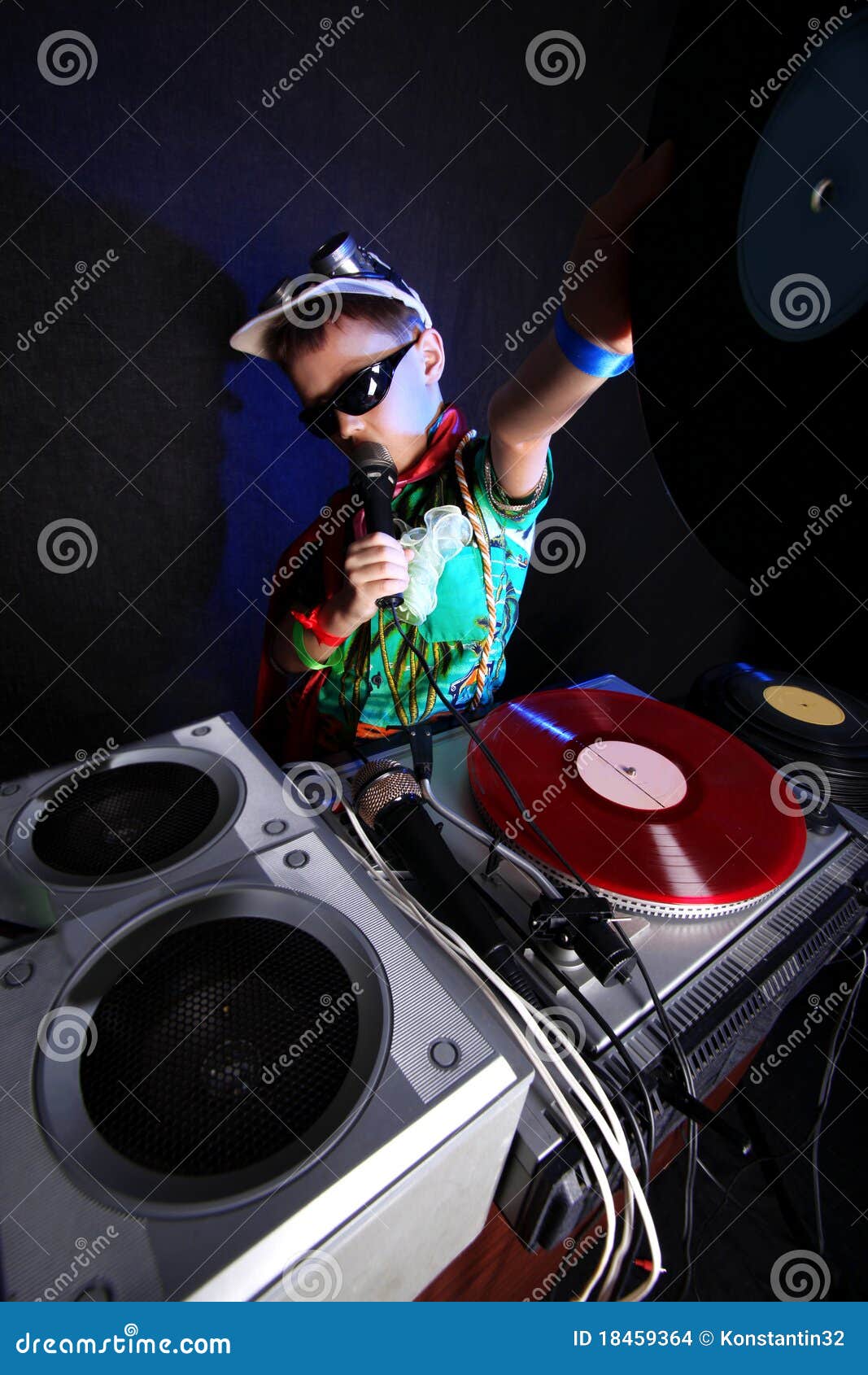 Cool kid DJ in action stock photo. Image of creative - 18459364