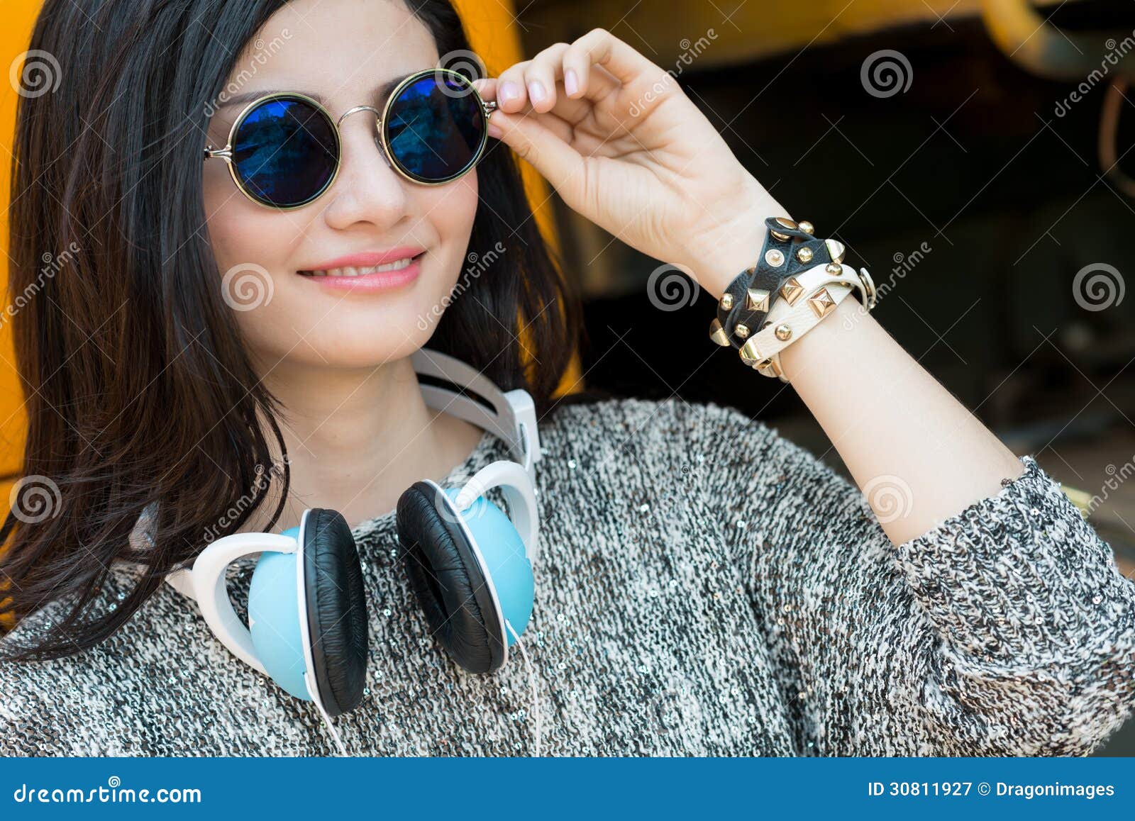 Cool lady stock image. Image of listening, posing, alternative - 30811927