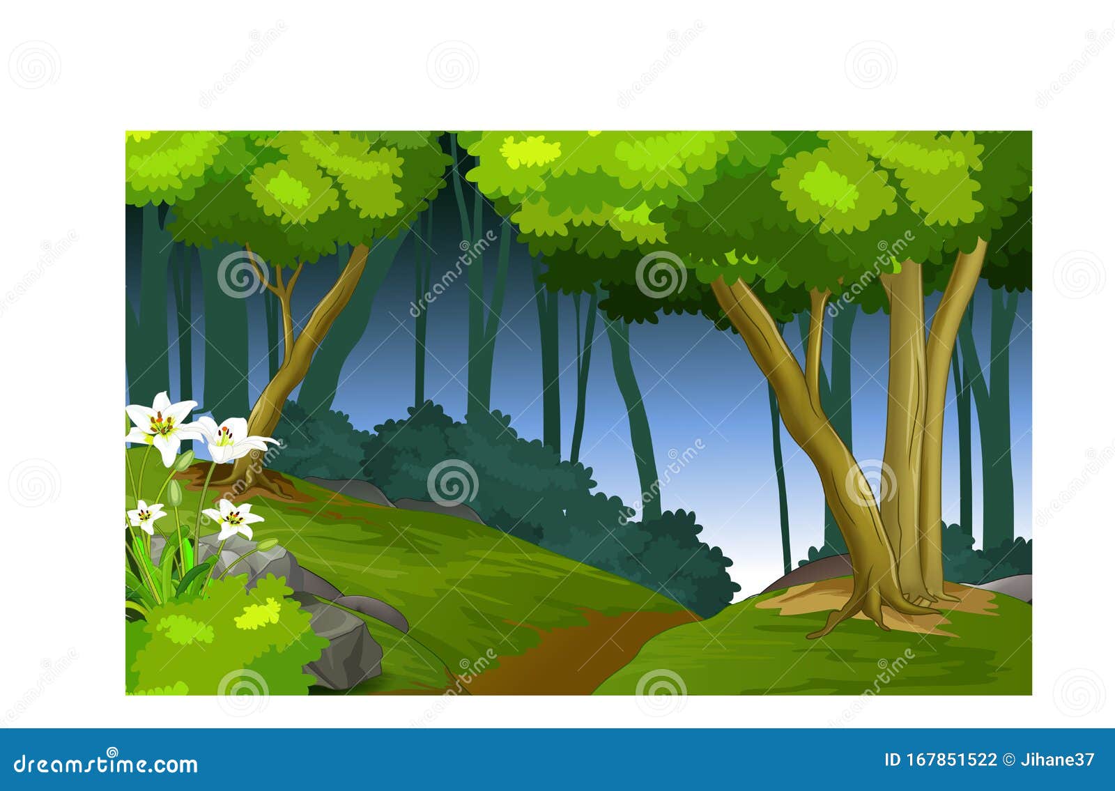 Cool Landscape Forest View Cartoon Stock Illustration - Illustration of ...