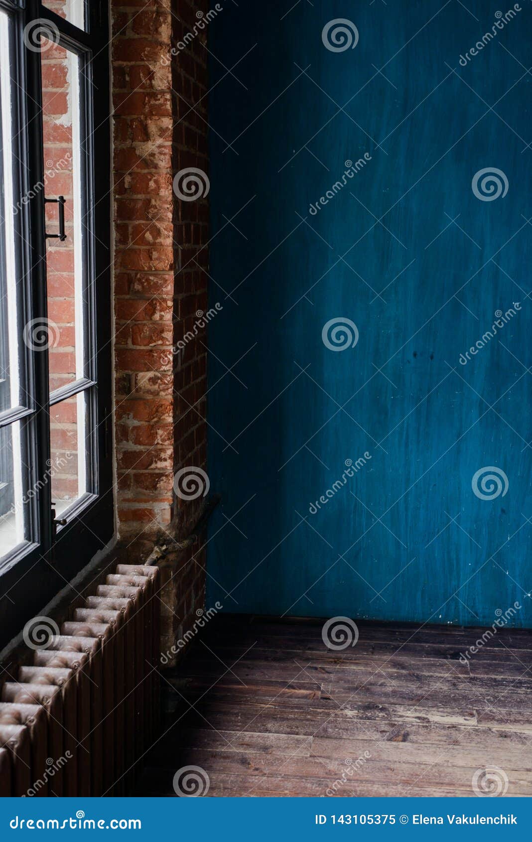 Cool and Light Loft Interior with Blue Walls Stock Image - Image of ...